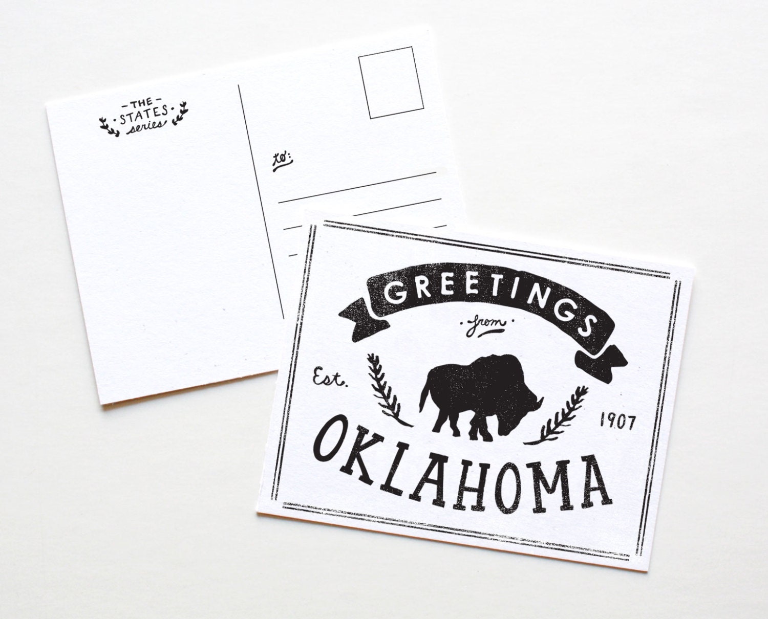 Screenprinted State of Oklahoma Postcard - Etsy