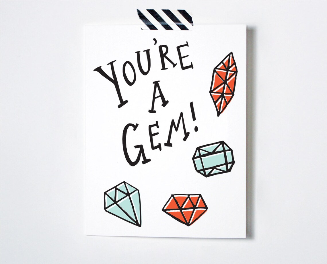 Thank You Card You're A Gem - Etsy