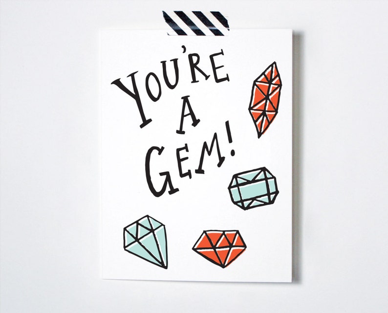 Thank You Card You're A Gem - Etsy