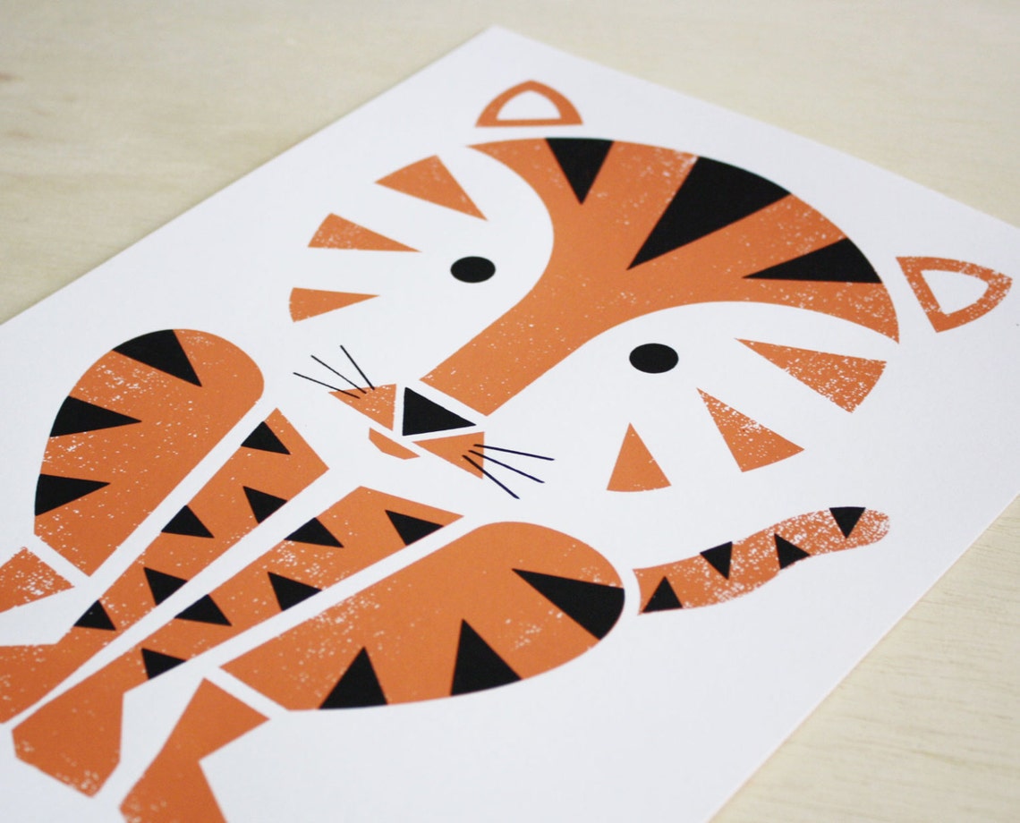 Tiger Art Print Screenprint Kids Art - Etsy