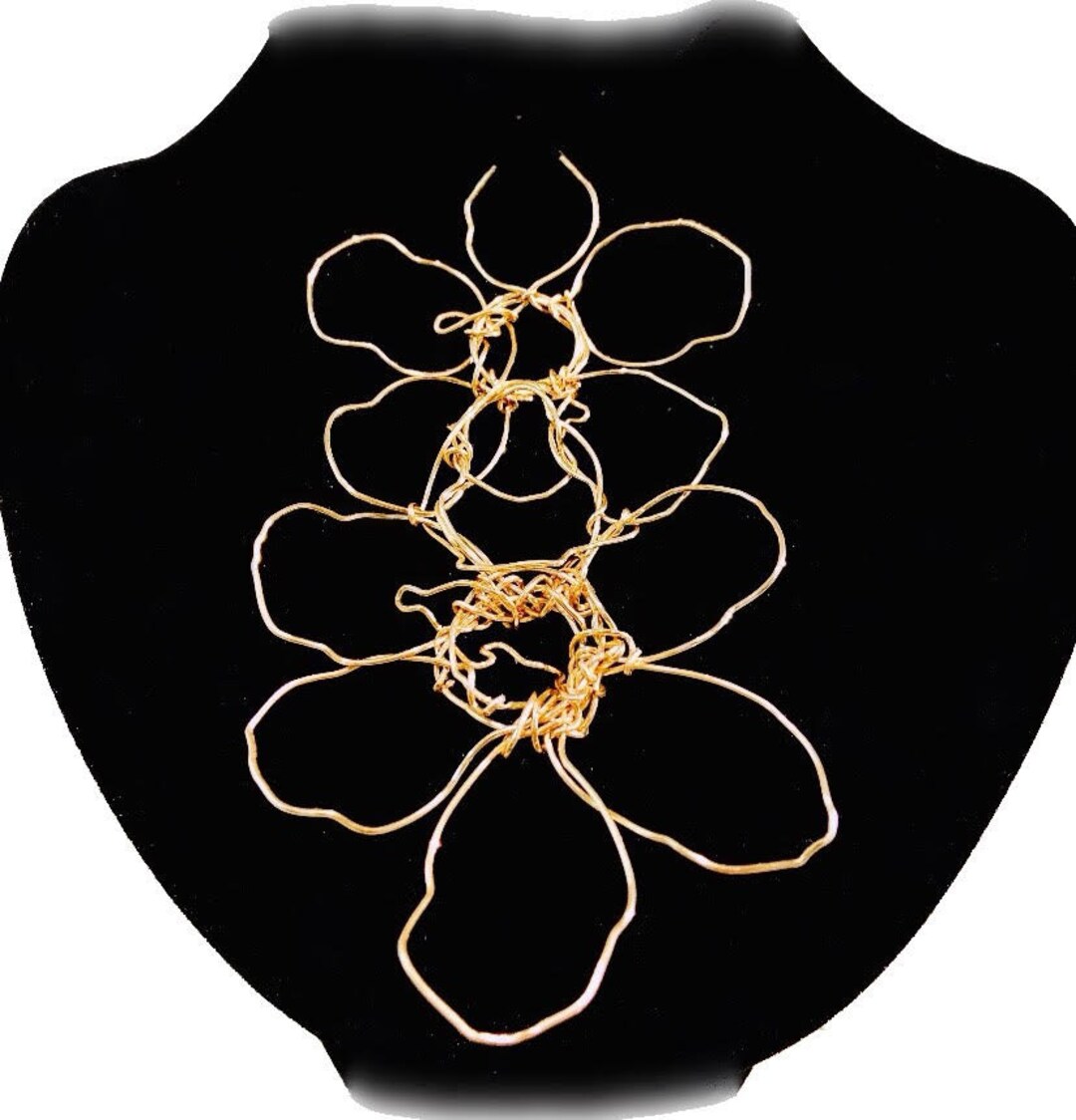 BLOSSOMING: Double Drawing With Wire Flower Gold Plated Pendant on ...