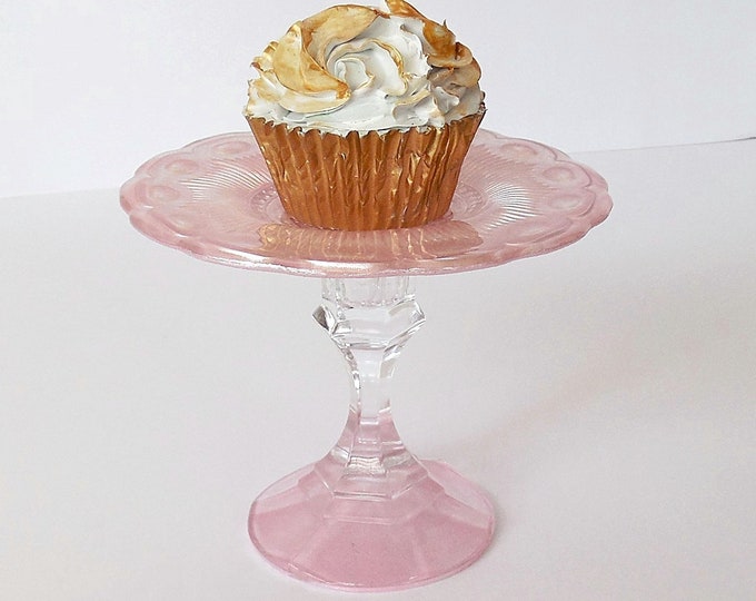 Mini Cake Stand / Glass Cupcake Stand / Pink Cake Stand / Baby Shower ...