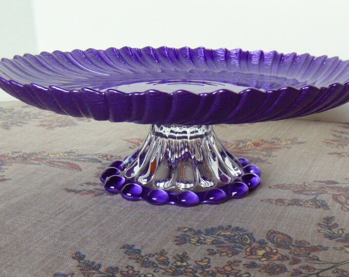 Purple Cake Stand Glass Wedding Cake Pedestal Glass Cake - Etsy