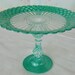 9.25" Green Glass Cake Stand, Emerald Green Wedding Cake Stand, Green ...
