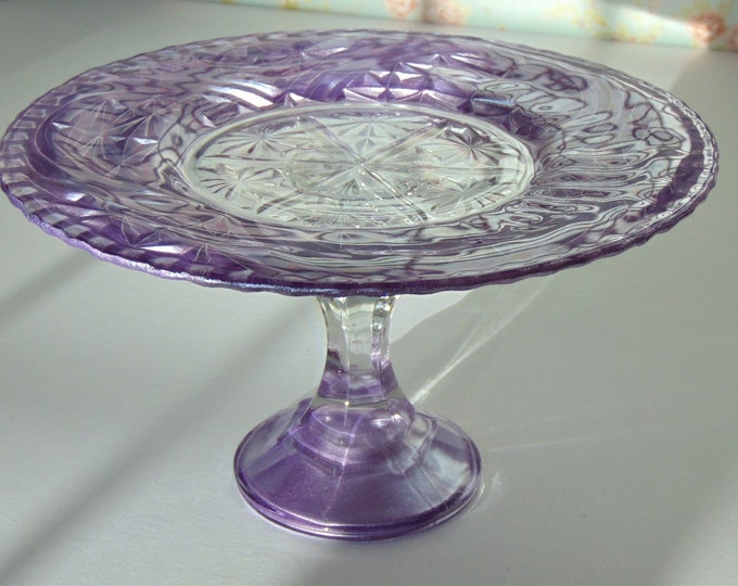 Lavender Cake Stand, 8.25" Cake Stand, Cupcake Stand, Glass Cake ...