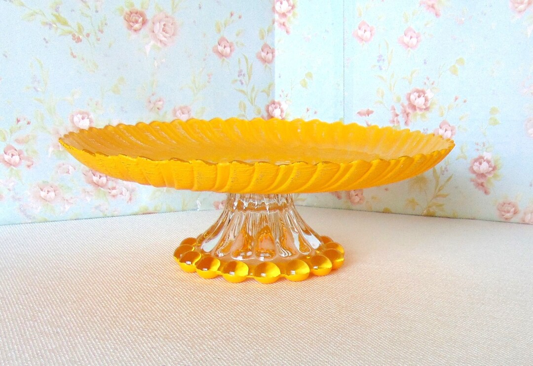 Yellow Cake Stand, Yellow Baby Shower Stand, Wedding Cake Stand, Golden ...
