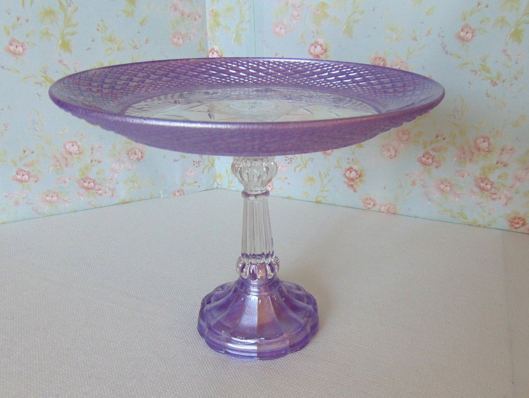 Lavender Glass Cake Stand, 10.0" Cake Stand, Lavender Cupcake Stand ...