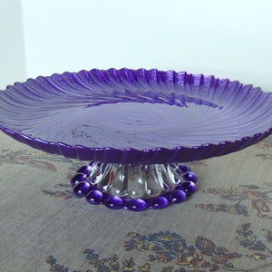 Purple Cake Stand Glass Wedding Cake Pedestal Glass Cake - Etsy