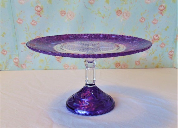 9 Purple Cake Stand Purple Crystal Glass Stand Dessert - Etsy