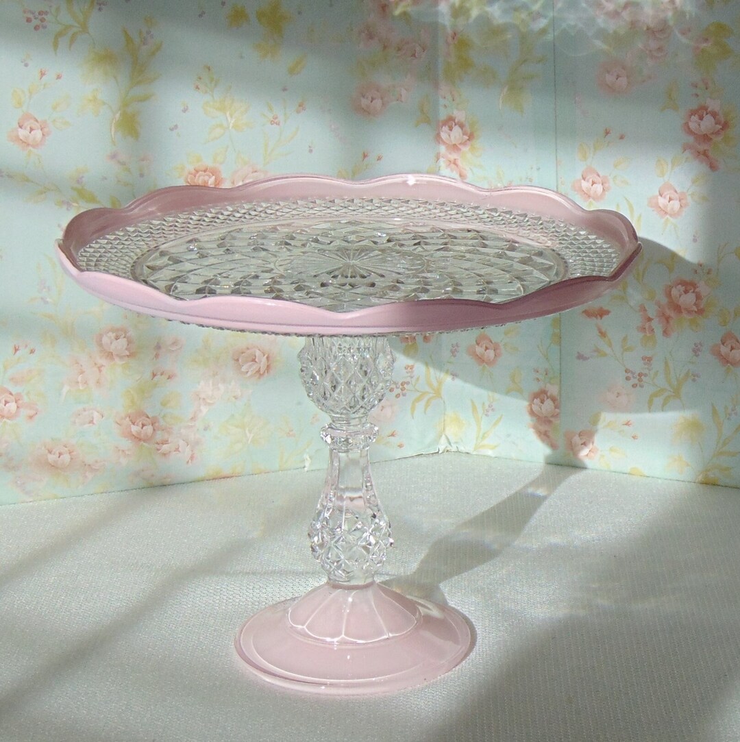 Pink Cake Stand, 10.0" Pink Cake Stand, Pink Cake Pedestal, Pink Baby ...