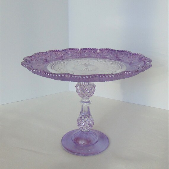 Lavender Glass Cake Stand, 10.0" Cake Stand, Lavender Cupcake Stand ...