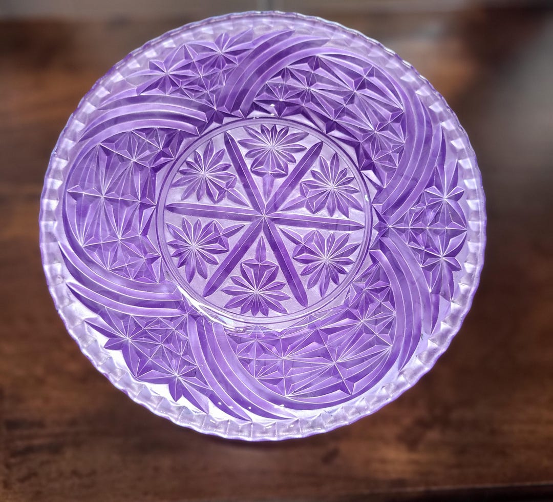 Lavender Lilac Glass Cake Stand, 8.25 Inch Dessert Pedestal, Macroon ...