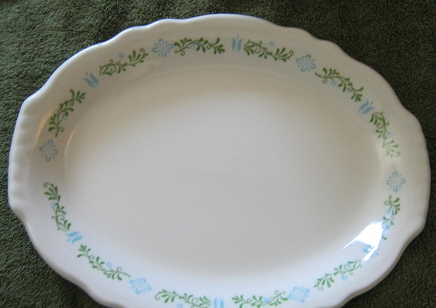 Homer Laughlin Restaurant Platter Blue Flowers Green Leaves - Etsy