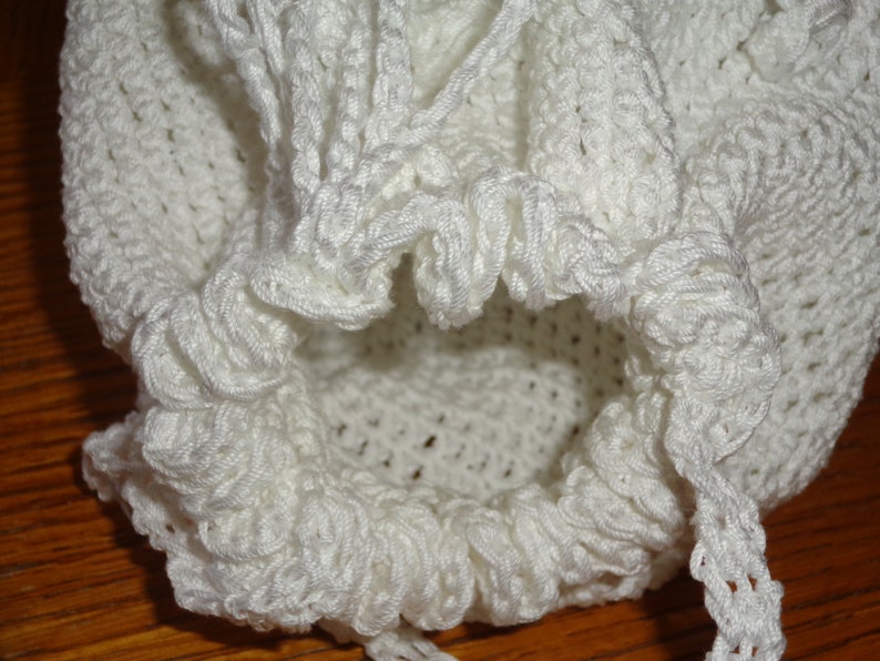 Drawstring Crochet Bag / Flower Girl Purse / White Pouch / Sachet for ...