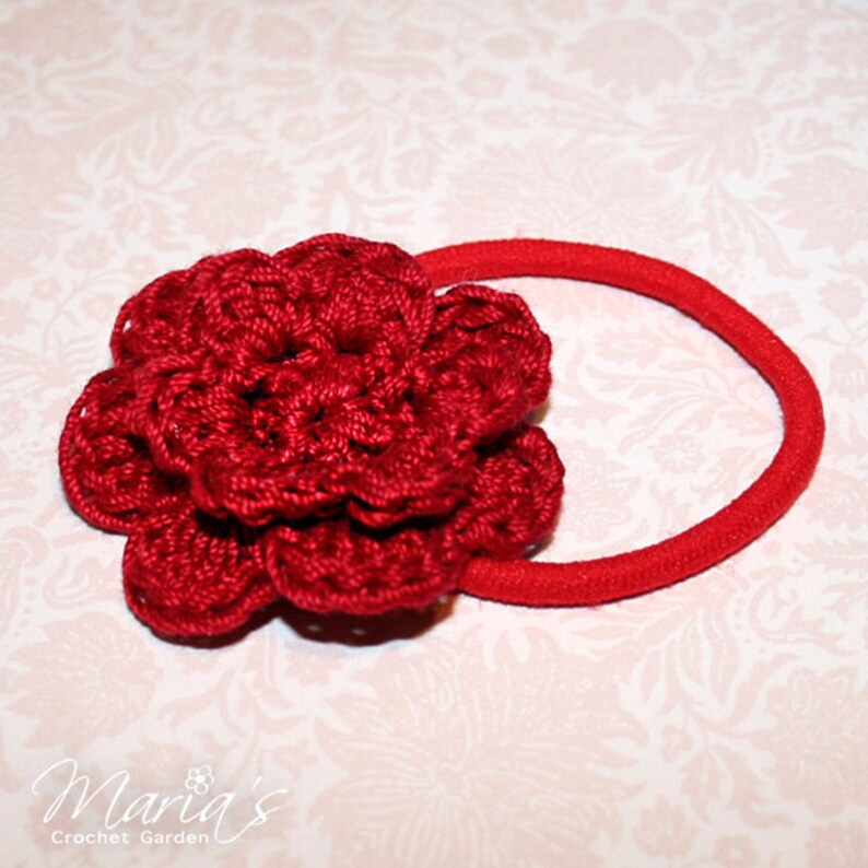Set of 3 Crochet Flower Ponytail Elastic Bands for Girls / Crochet Girl ...