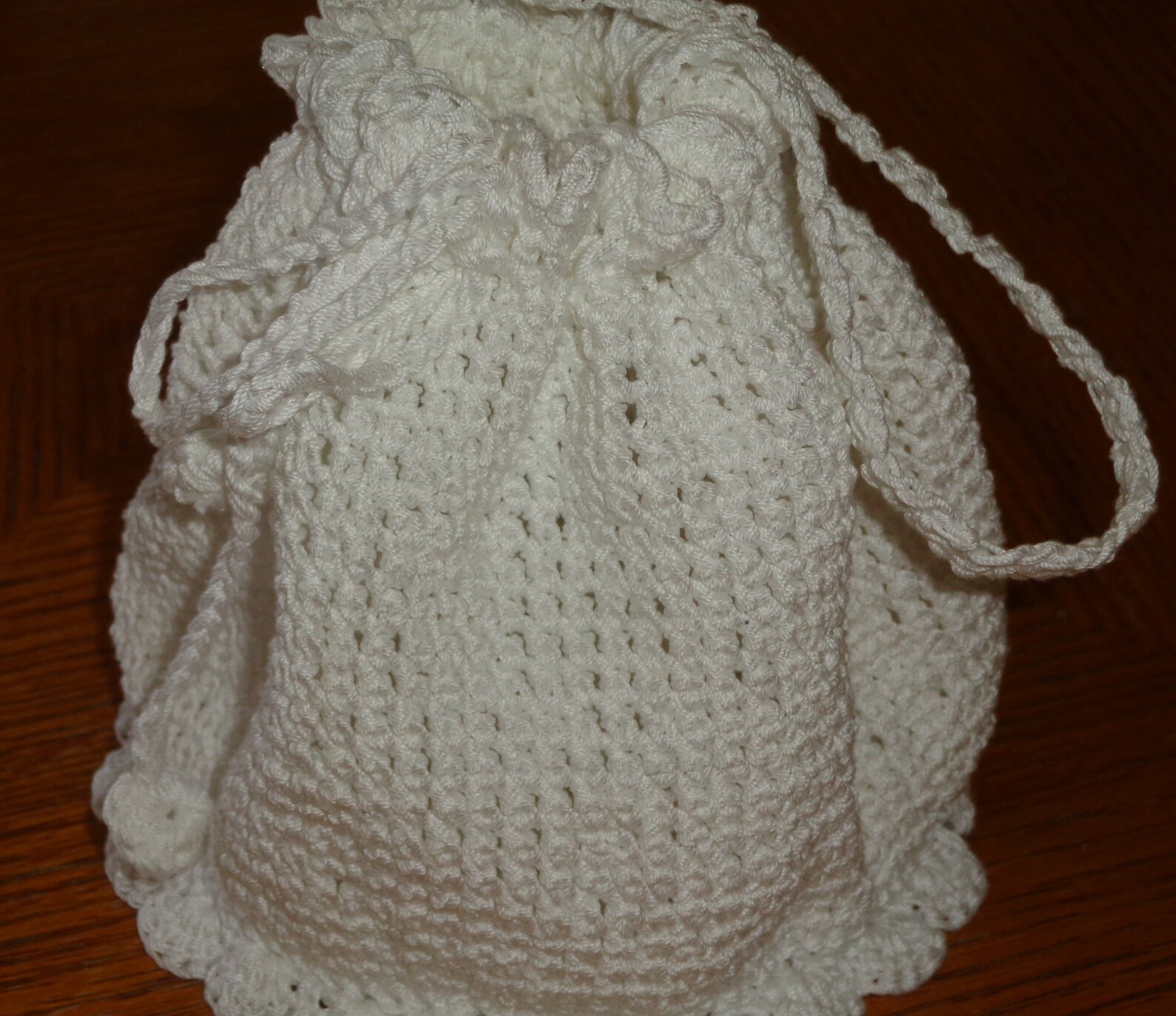 Drawstring Crochet Bag / Flower Girl Purse / White Pouch / Sachet for ...