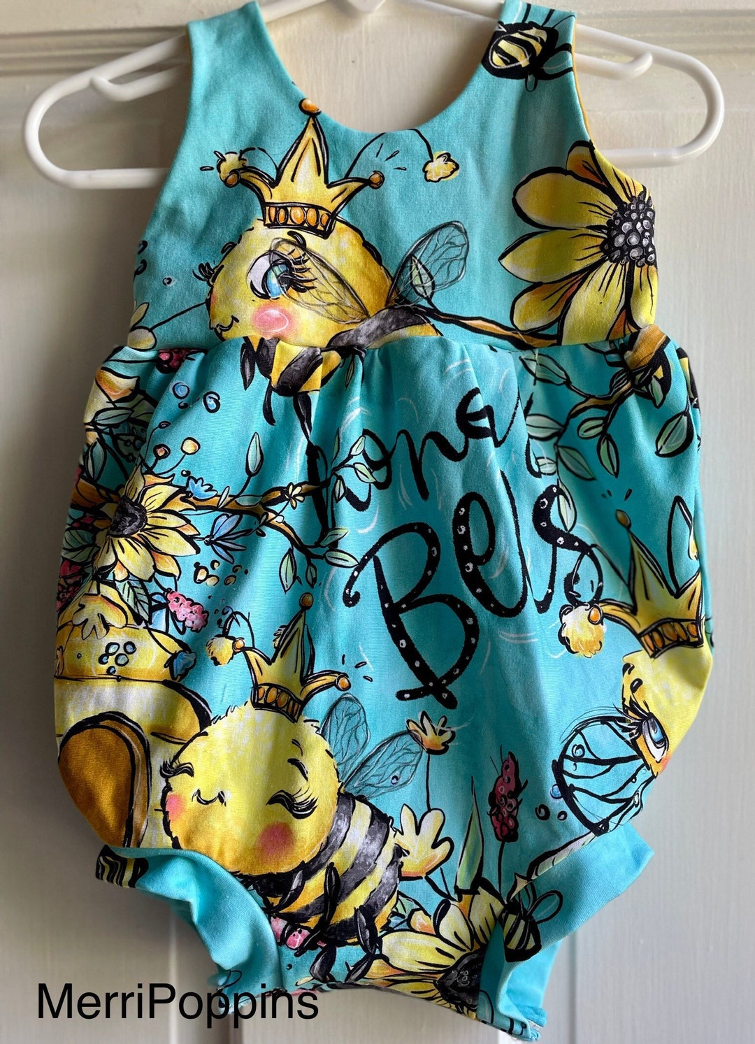 Honey Bees Knit Bubble Romper, Queen Bee,sunflower and Bees Baby Romper ...