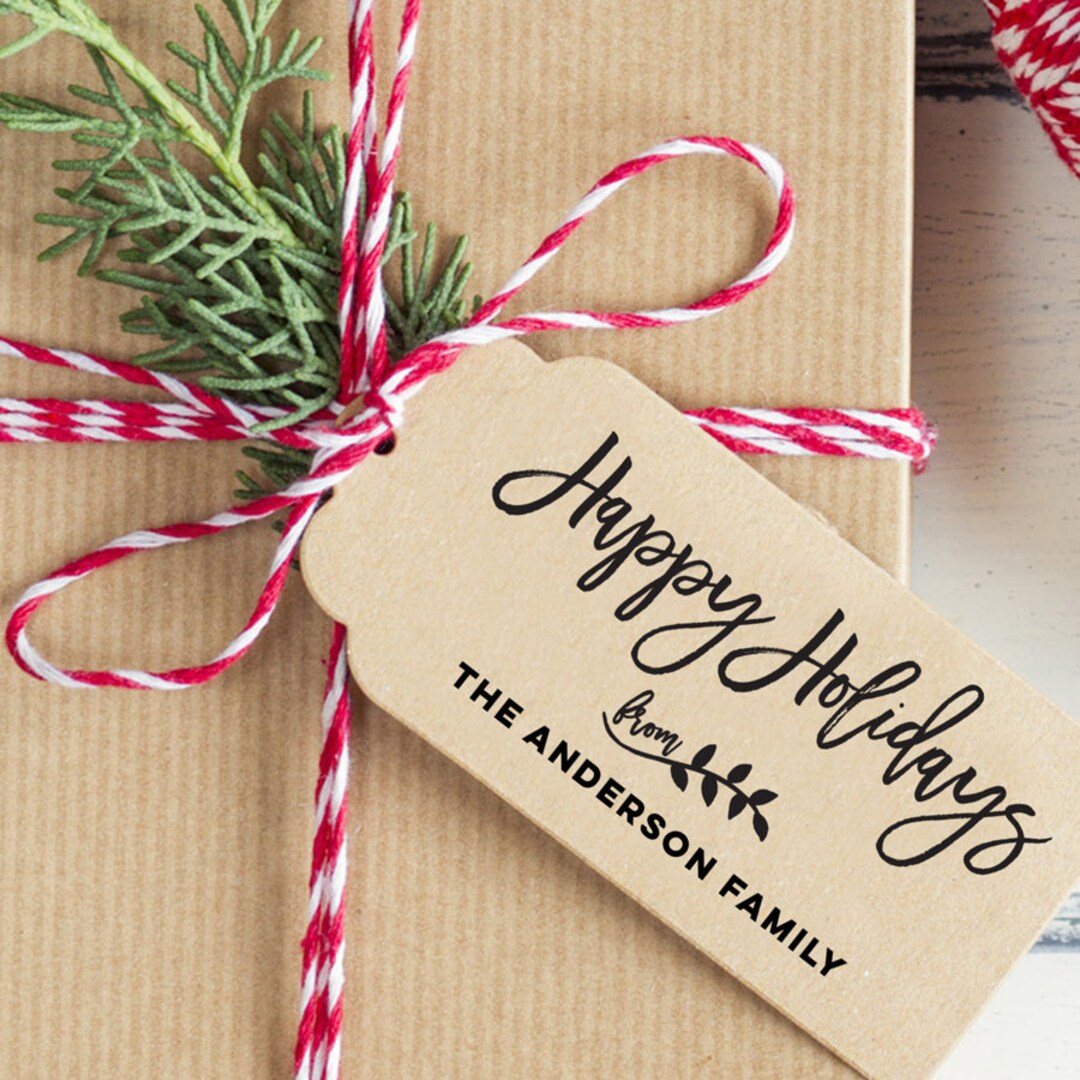 Happy Holidays Gift Tag Stamp, Holiday Stamp, Christmas Gift Tag Stamp ...