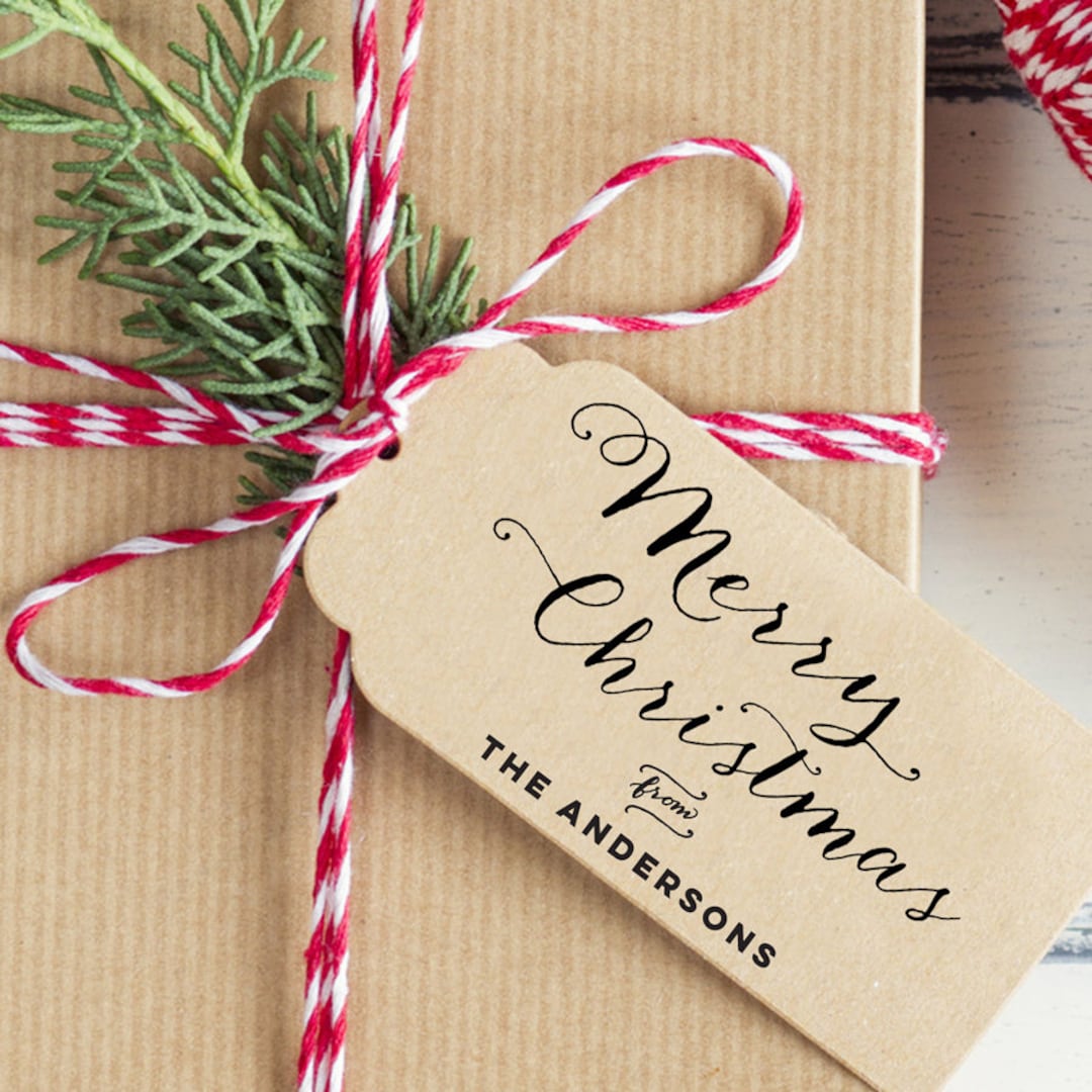 Merry Christmas Stamp, Holiday Stamp, Christmas Gift Tag Stamp, Gift ...