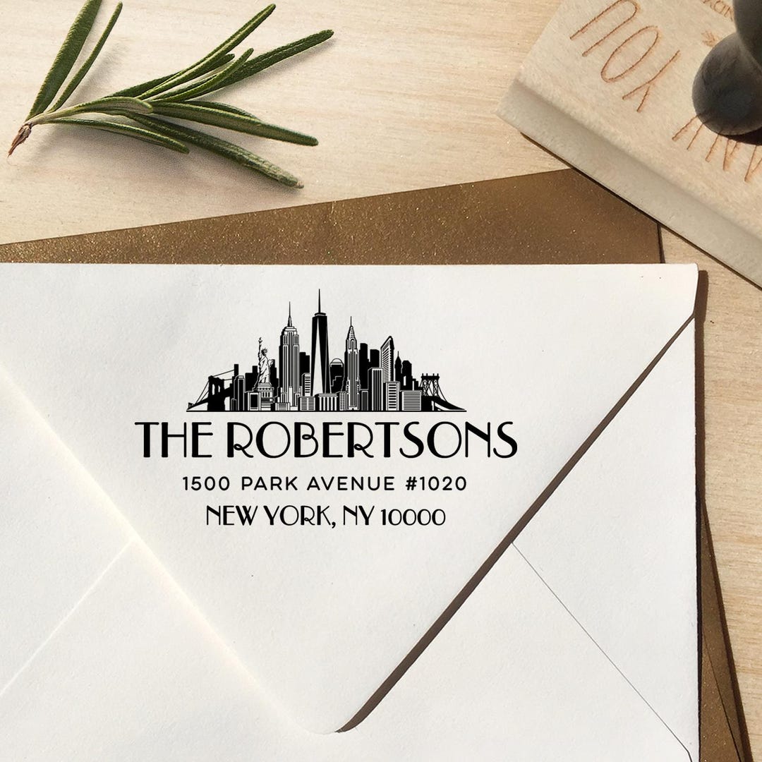 Custom New York Address Stamp: Skyline Return Address - Etsy