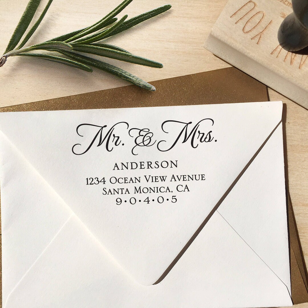Mr and Mrs Return Address Stamp, Address Stamp, Custom Stamp, Wedding ...