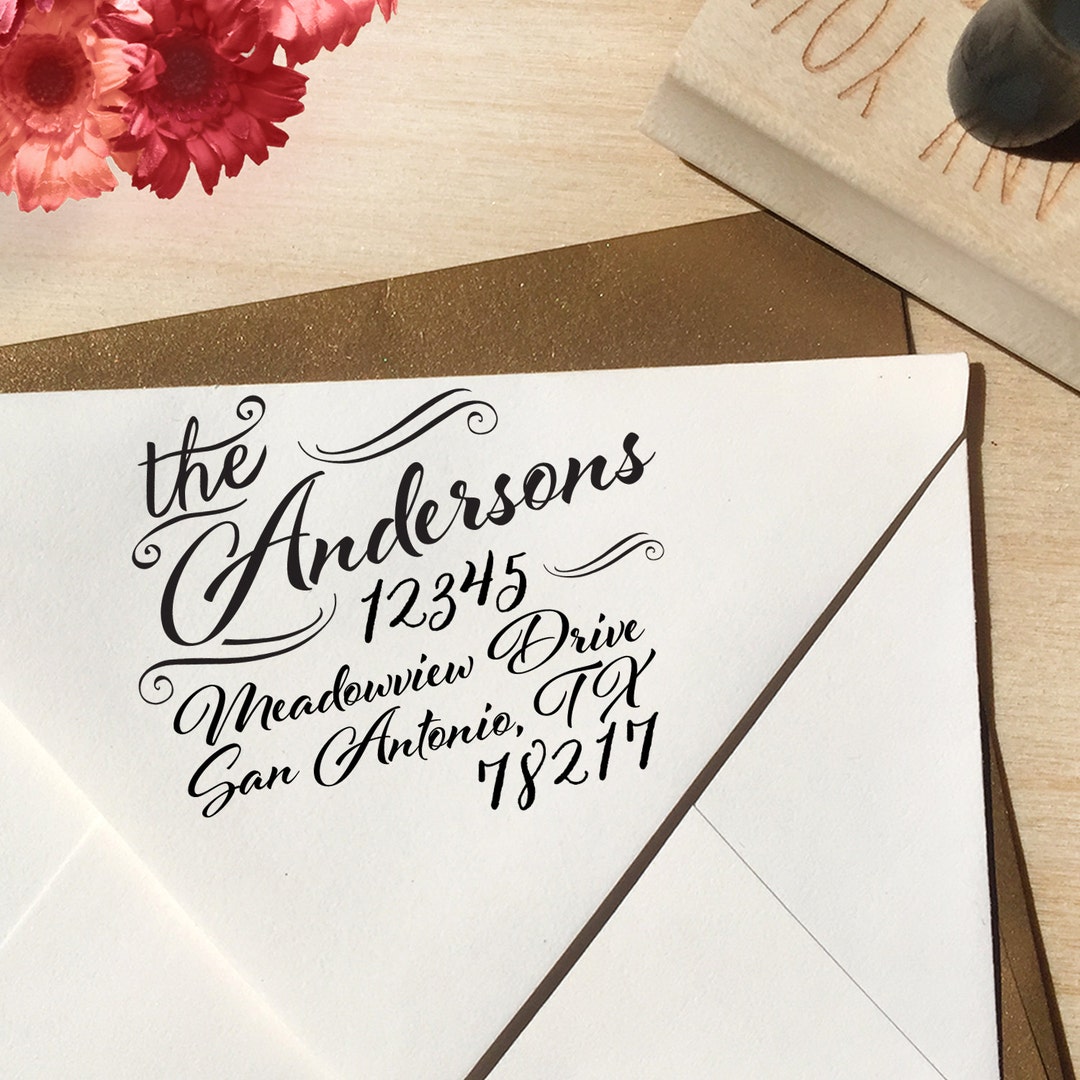 Calligraphy Return Address Stamp, Custom Stamp, Return Address Stamp ...