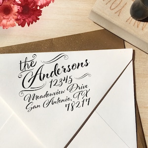 Calligraphy Return Address Stamp, Custom Stamp, Return Address Stamp ...