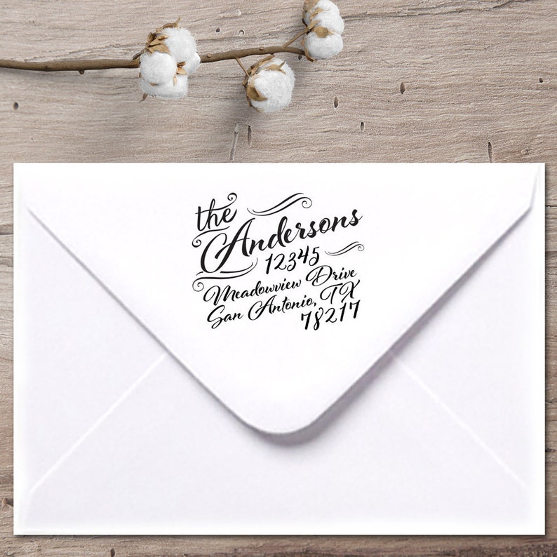 Calligraphy Return Address Stamp, Custom Stamp, Return Address Stamp ...