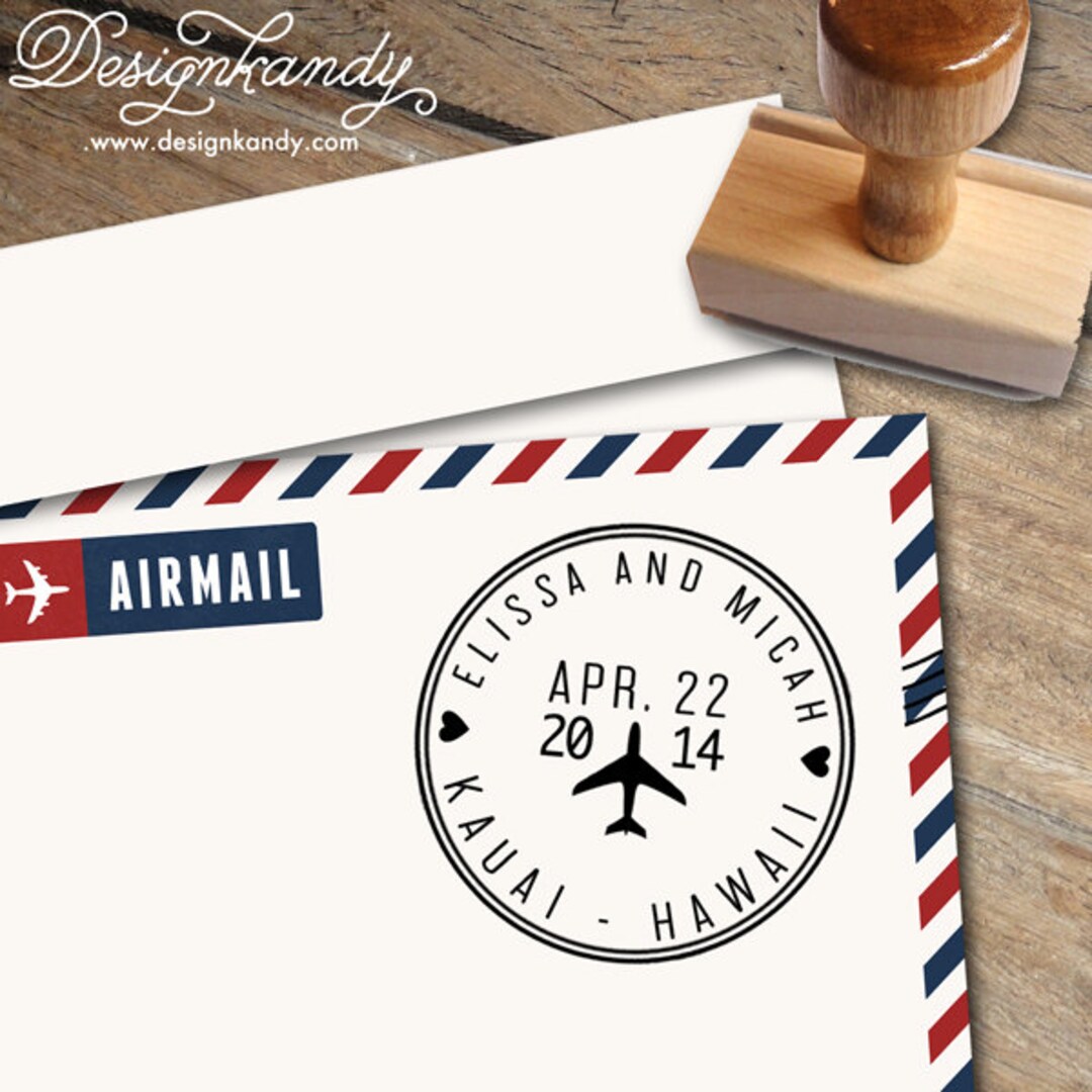 Airplane Stamp, Airmail Stamp, Save the Date Stamp, Wedding Invitation ...