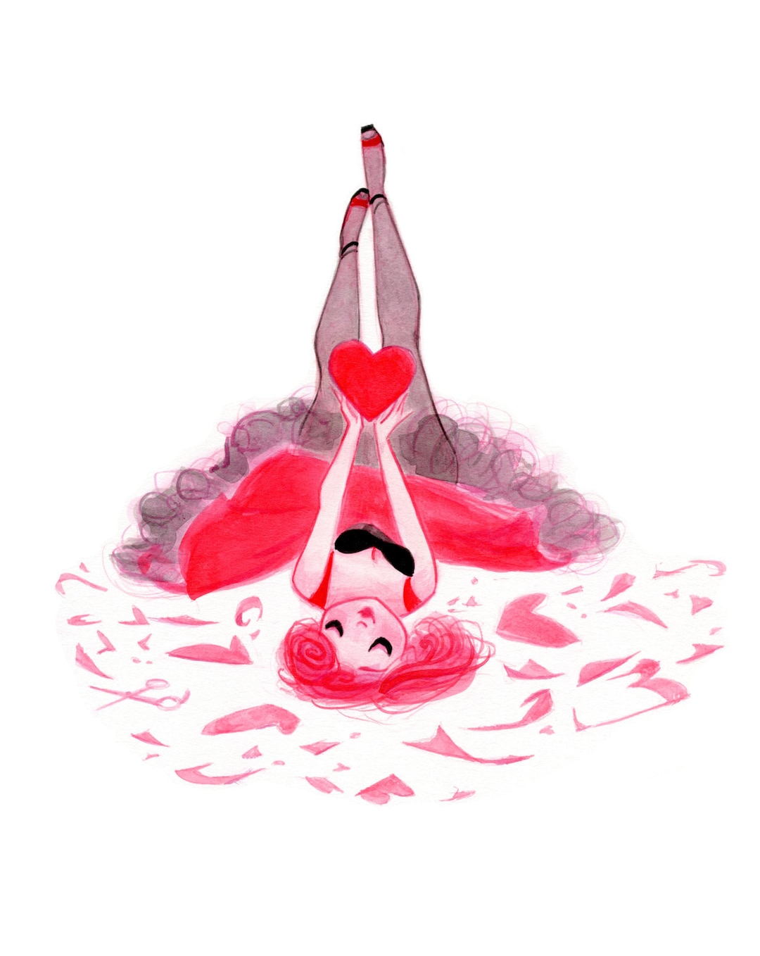 Sweethearts: Cutout Sweetheart - Art Print - Etsy