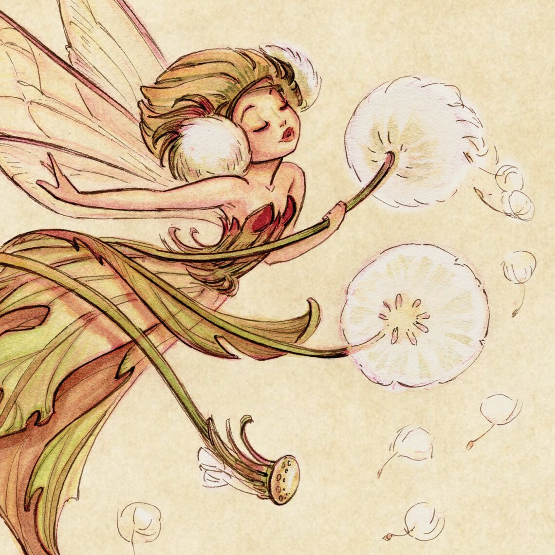 Midsummer Fairies Dandelion: Art Print - Etsy