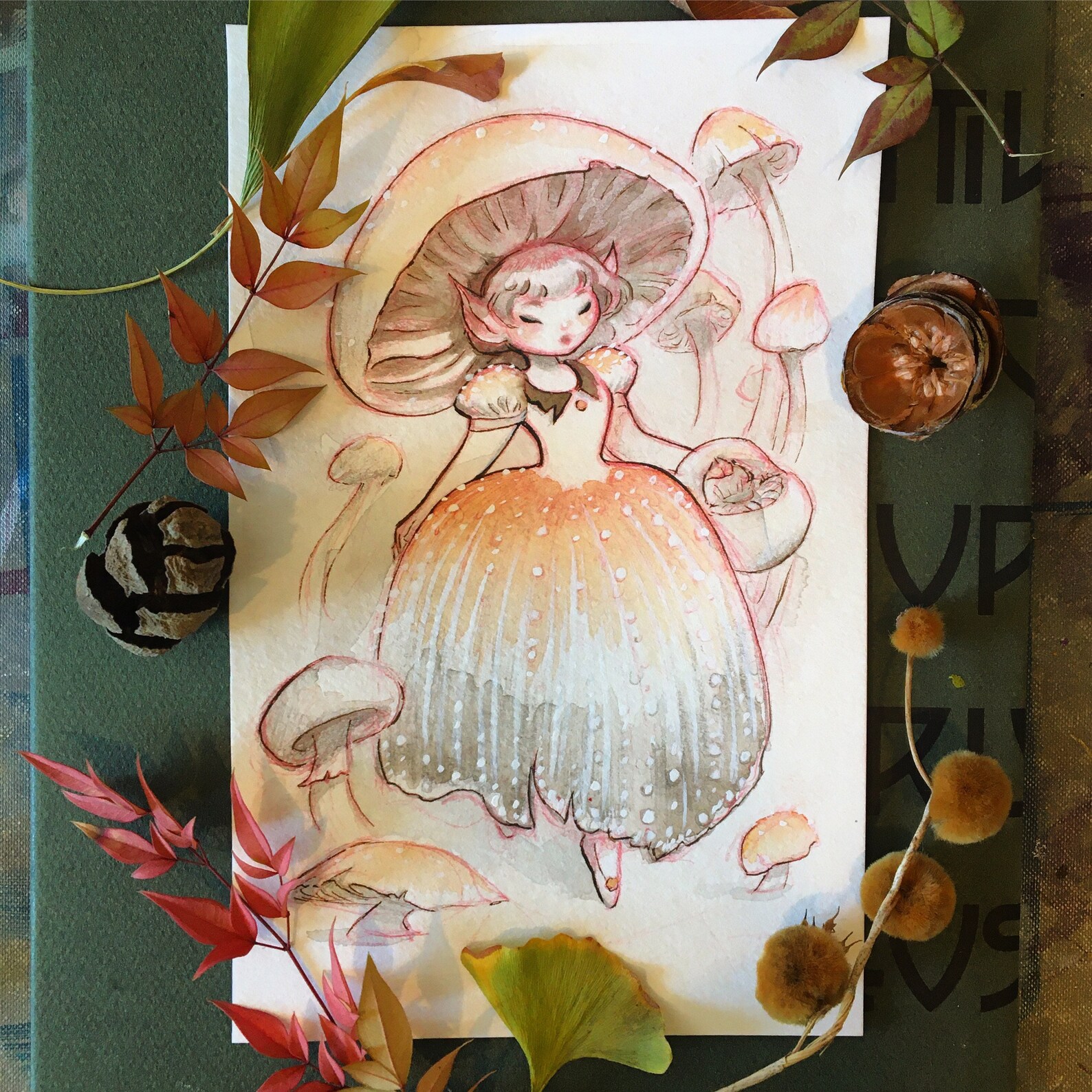 Fall Fairies Shiny Cap Mushroom: Art Print | Etsy