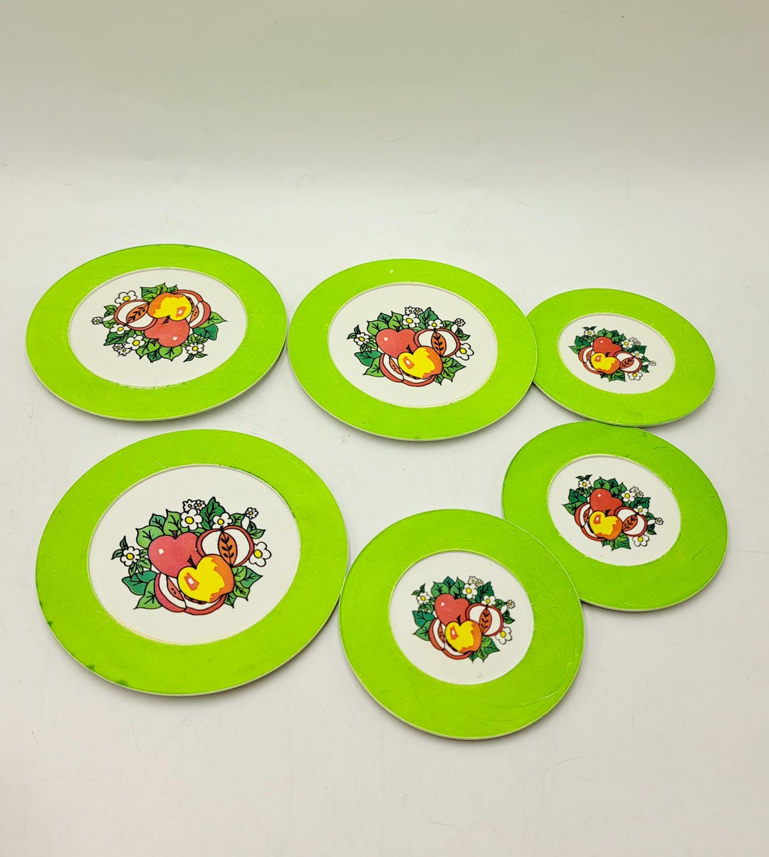 Vintage Chilton Toy Plates- Set of Play Dishes- Fruit Pattern Play ...