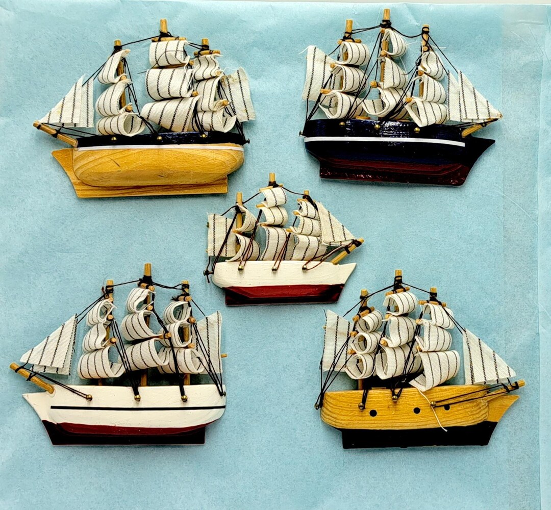 Wooden Ship Refrigerator Magnets-pirate Ship Magnets-nautical Theme ...