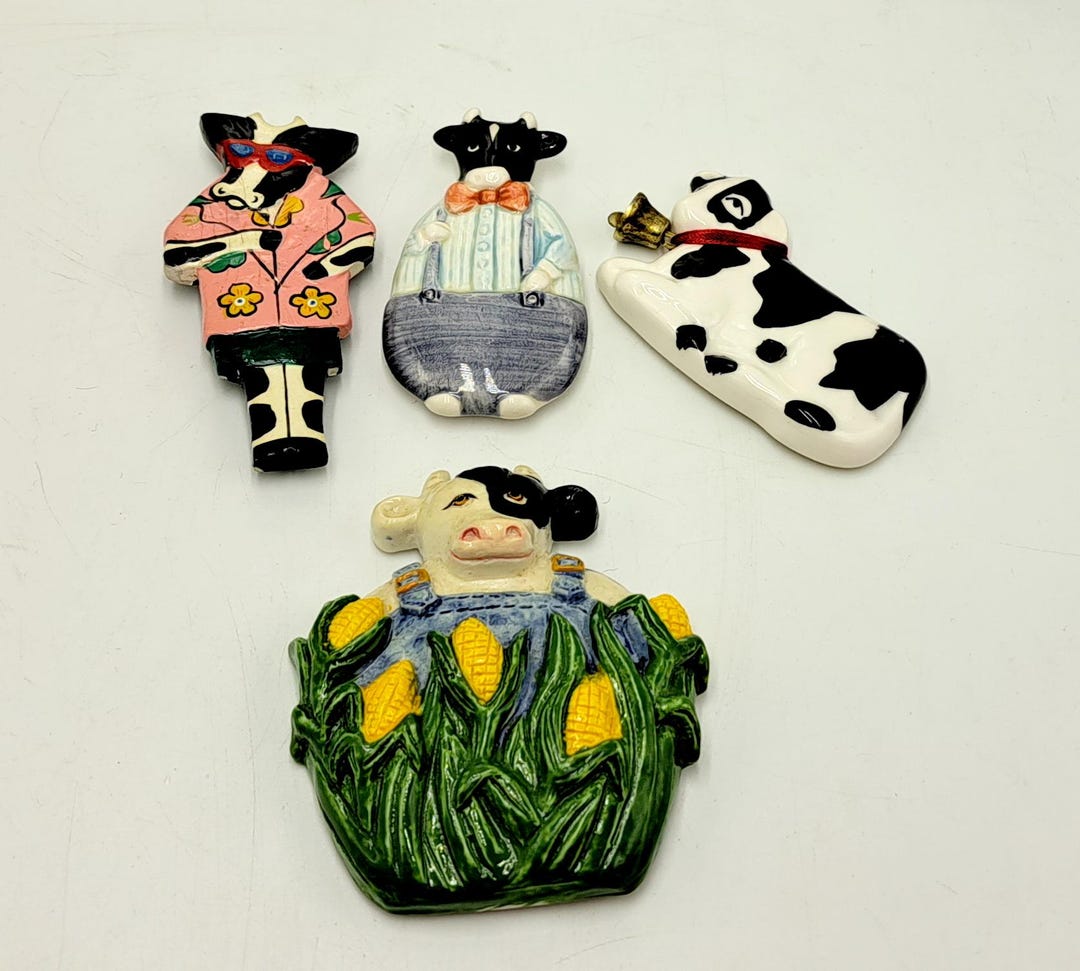 Vintage Cow Refrigerator Magnets-farm Style Magnets-wooden Cow Magnets ...