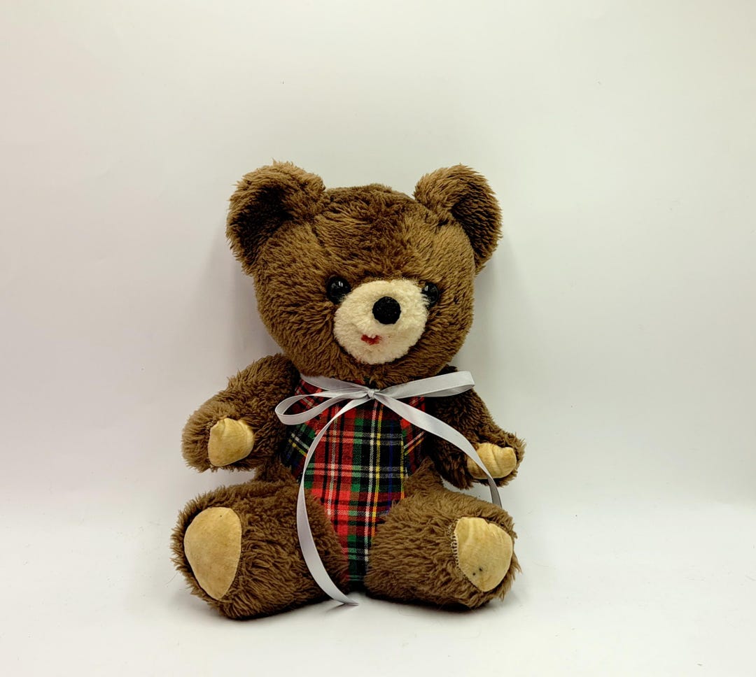 R Dakin Teddy Bear With Gingham Body- Poseable Teddy Bears-jointed ...
