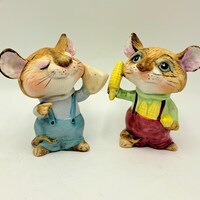 Homco Christmas Candy Cane Ceramic Mice Figurines - Etsy