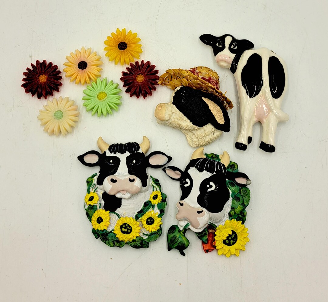 Cow Magnets- Cows and Sunflowers- Farm Animal Magnets- Farmhouse Style ...