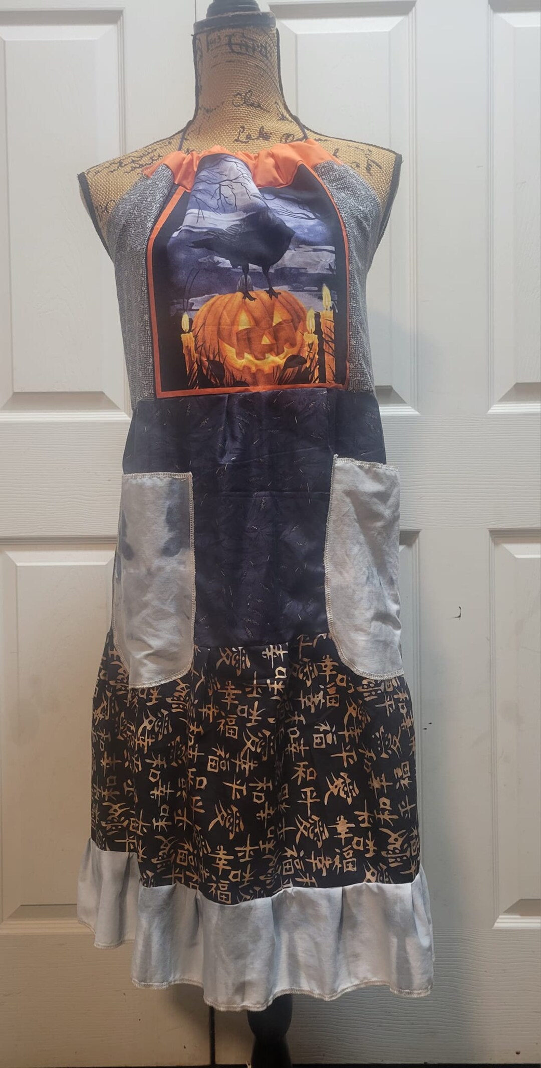 Women's Full Market Apron, Gardening Pocket Apron, Handmade Patchwork ...