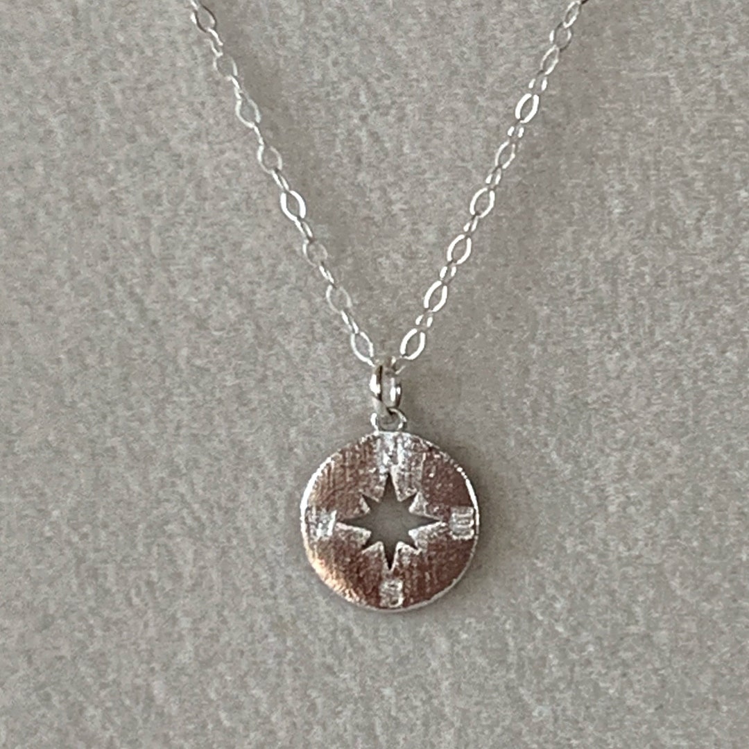 Silver Compass Pendant - Etsy