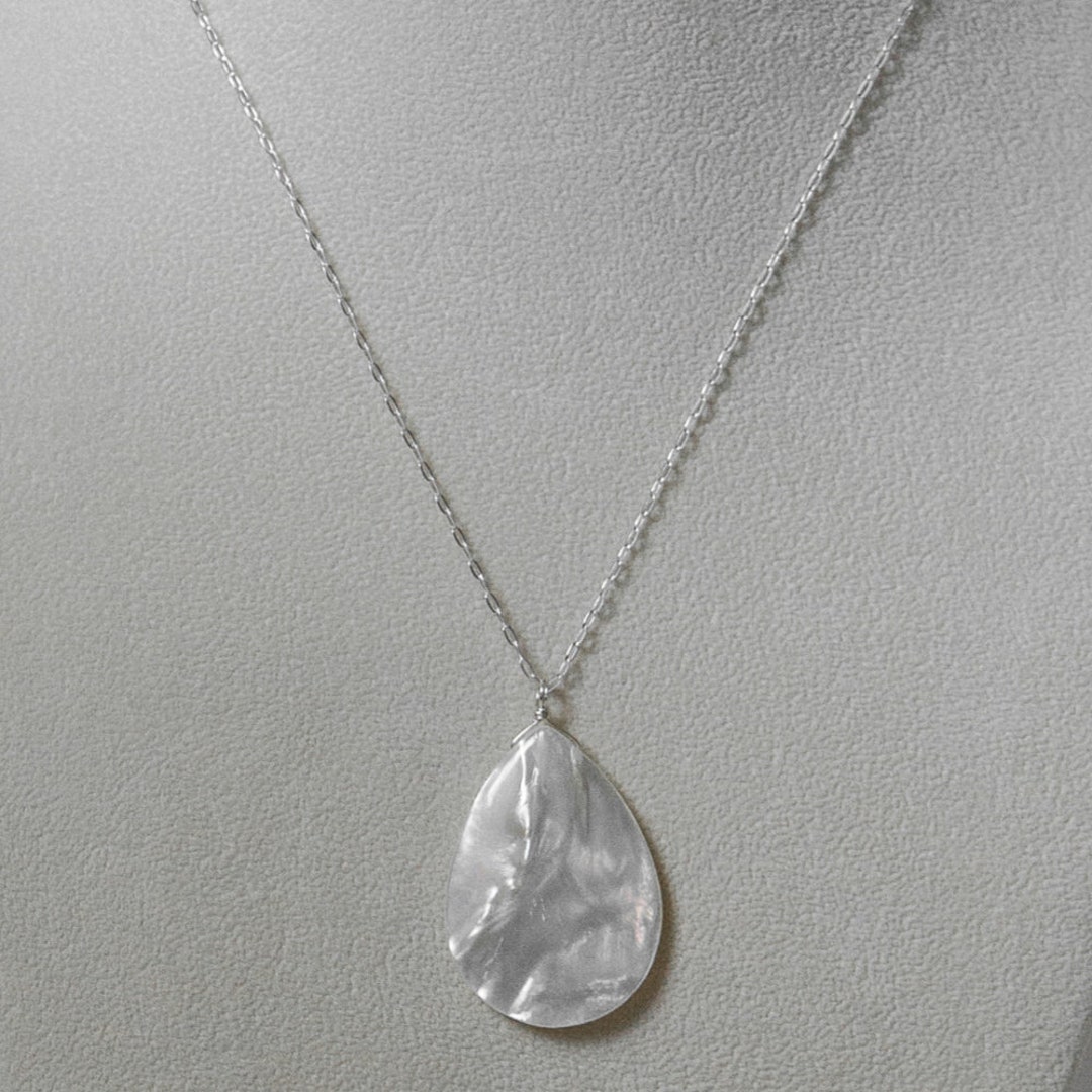 Mother Of Pearl Pendant Large Sterling Silver Or Gold Filled Etsy