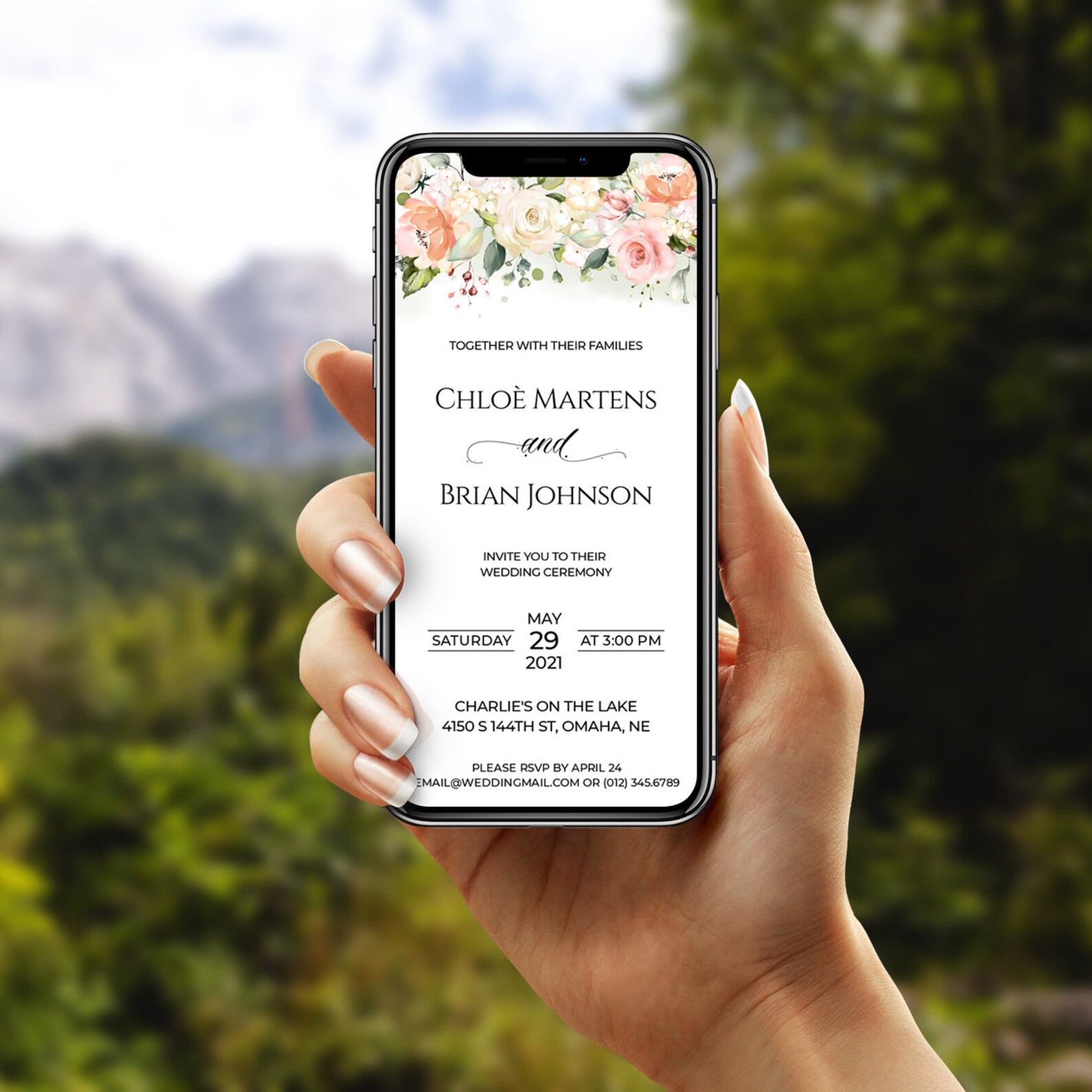 Electronic Invitation Wedding, Wedding Invite Digital Template ...