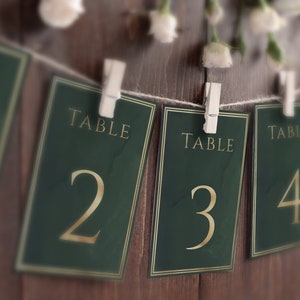 Printable Table Numbers, Emerald Green and Gold Wedding, Elegant Modern ...