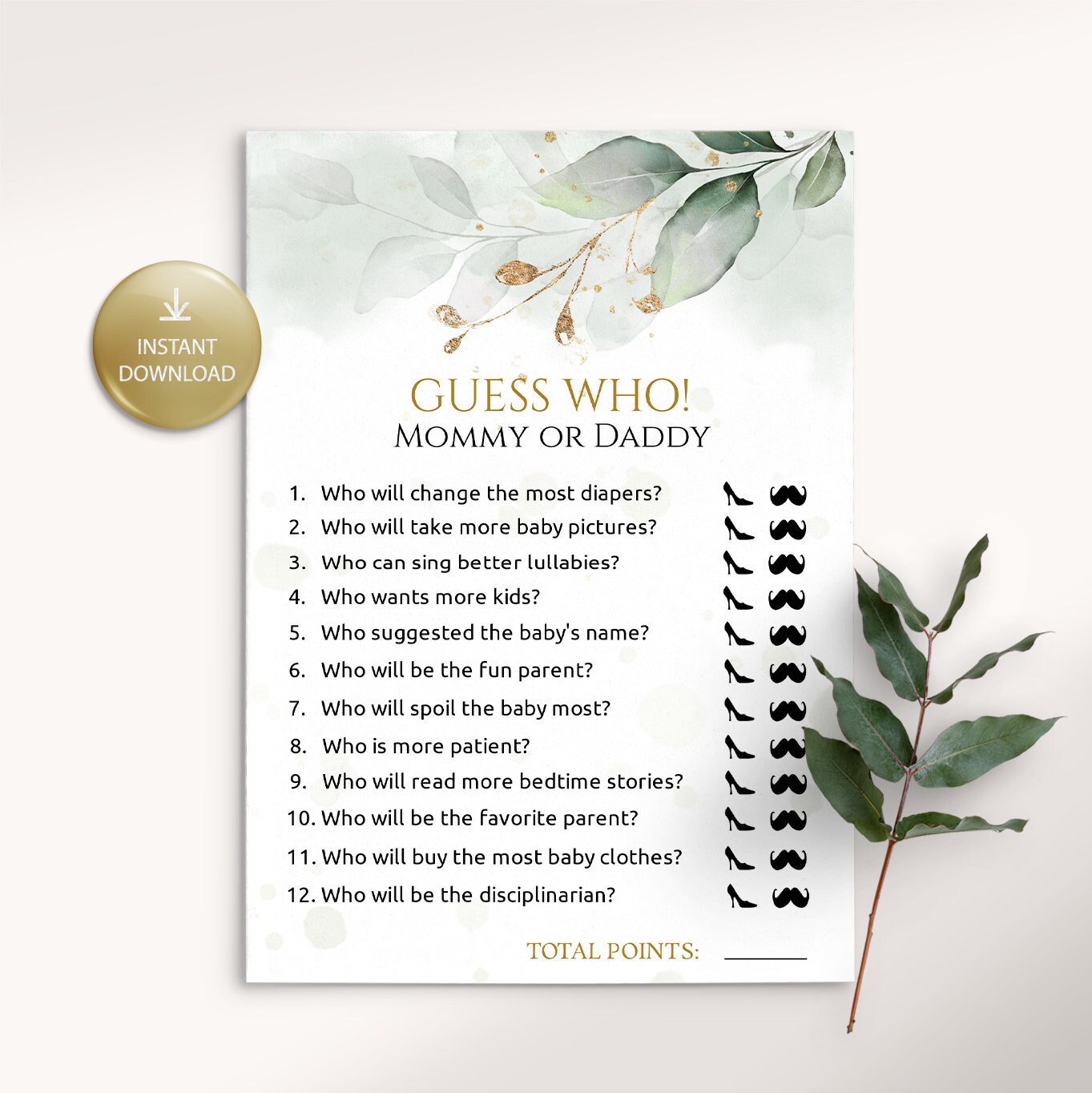 Guess Who Mommy or Daddy Baby Shower Game Instant Download | Etsy