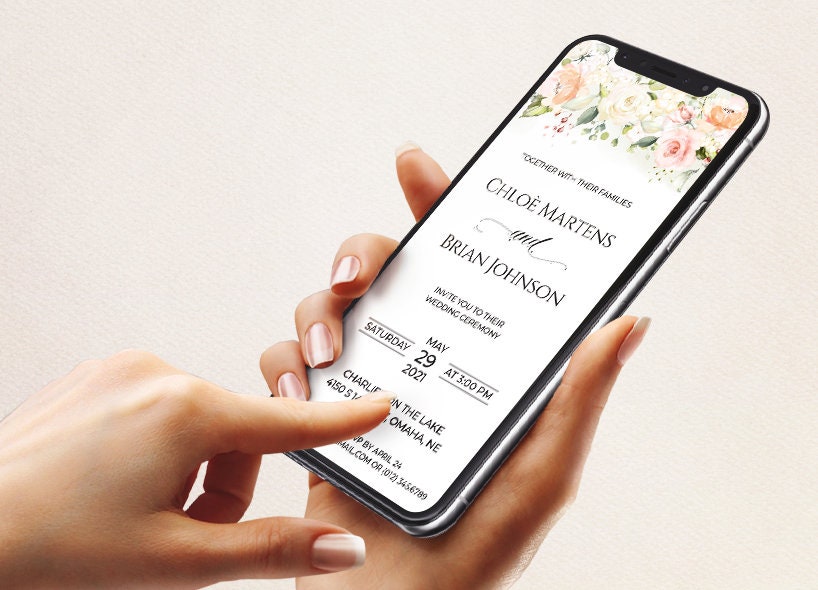 Electronic Invitation Wedding, Wedding Invite Digital Template ...