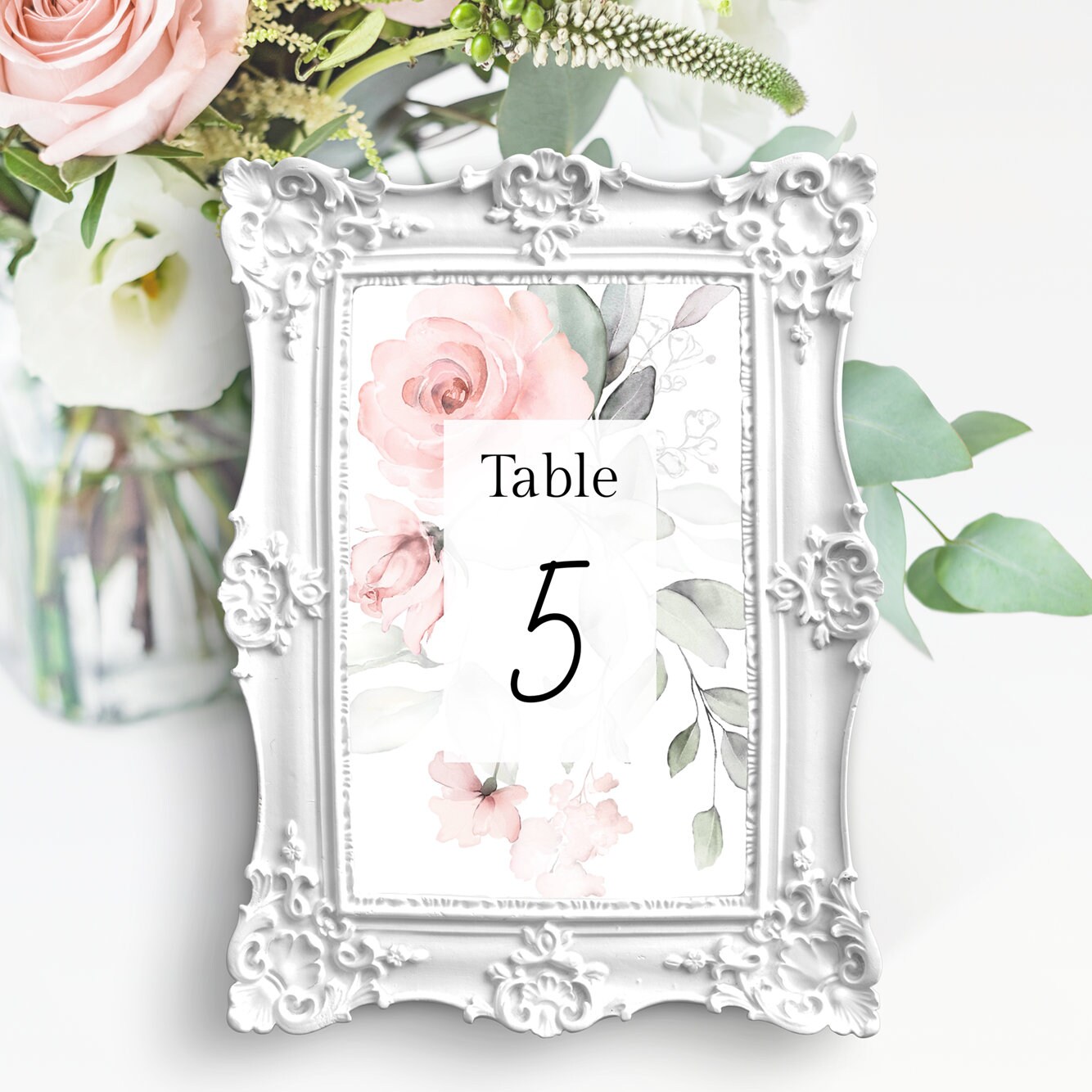 Wedding Table Number Template Instant Download Blush Pink | Etsy