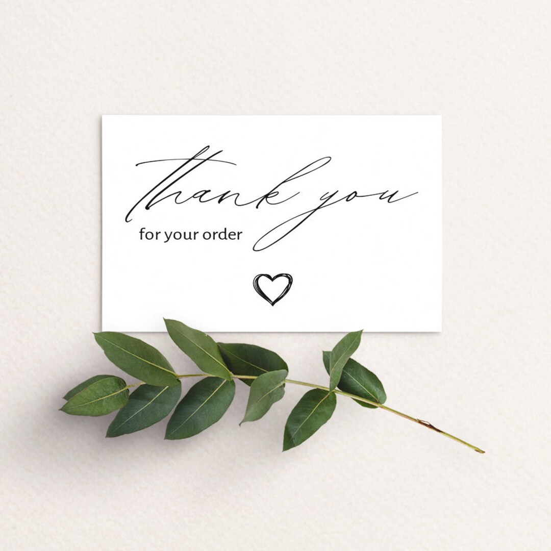 Thank You for Your Order Card, Printable Small Business Thank You Card ...