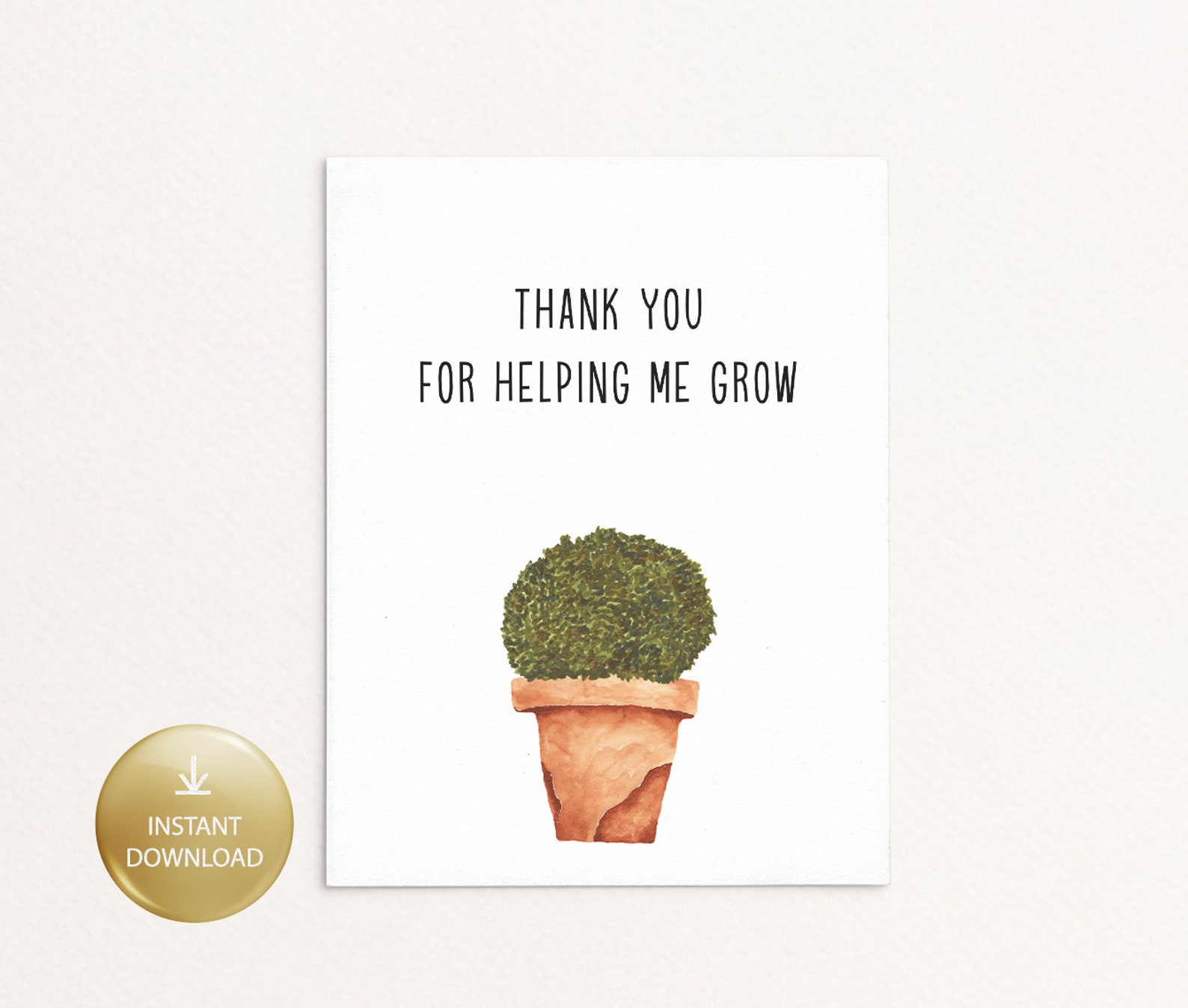 Thank You for Helping Me Grow Printable Thank You for Your - Etsy