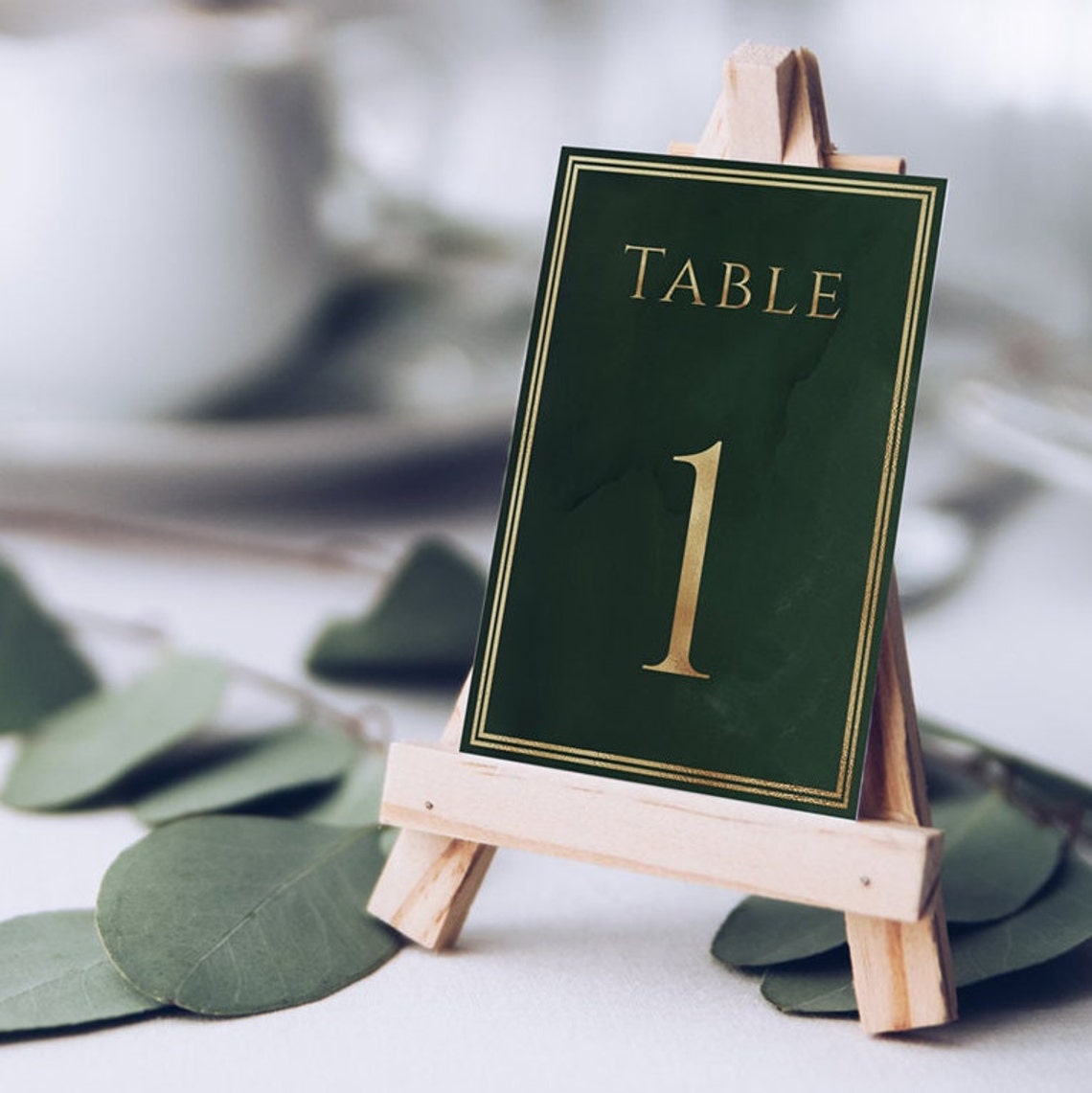 Printable Table Numbers, Emerald Green and Gold Wedding, Elegant Modern ...