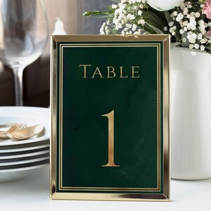 Printable Table Numbers, Emerald Green and Gold Wedding, Elegant Modern ...
